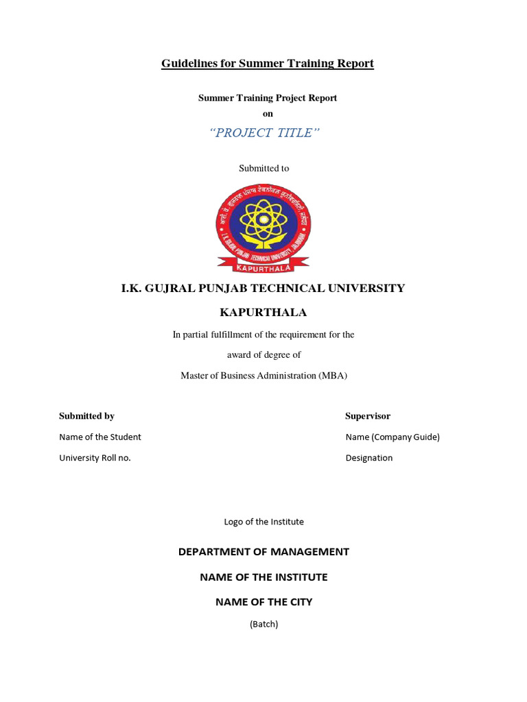Guidelines For Summer Training Report | PDF | American Psychiatric ...
