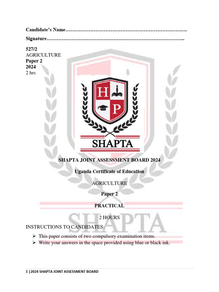 Shapta Uce Agriculture P2 2024 4 | PDF | Agriculture
