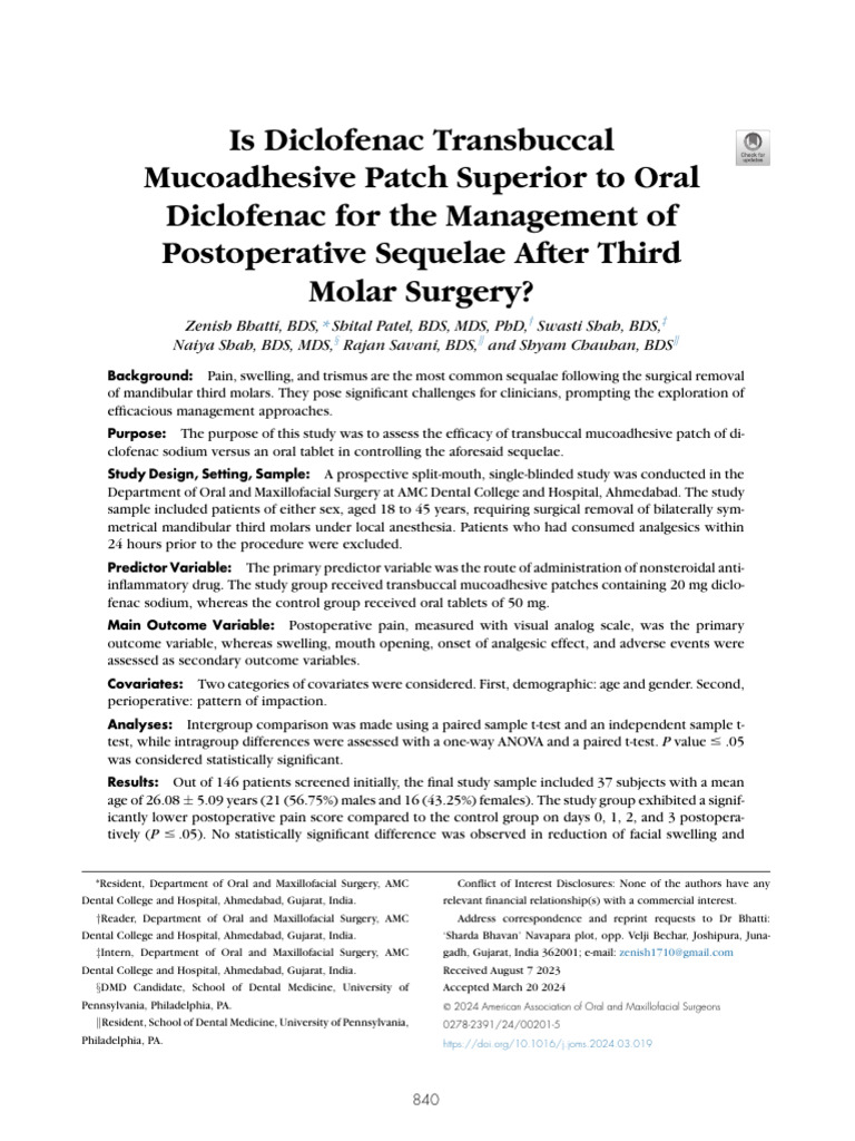 Is Diclofenac Transbuccal Mucoadhesive Patch Superior To Oral ...