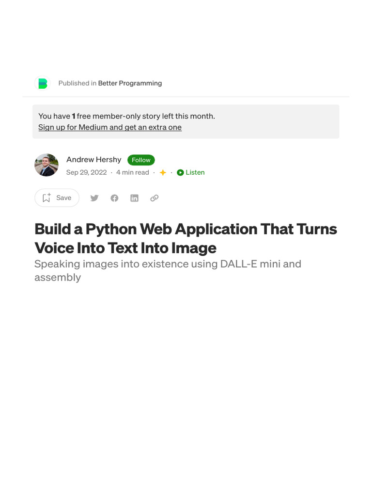 Build A Python Web Application That Turns Voice Into Text Into Image - by Andrew | PDF ...