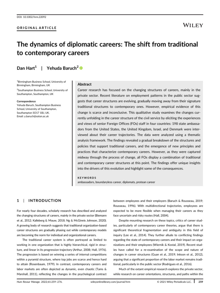 The Dynamics of Diplomatic Careers - The Shift From Traditional To ...