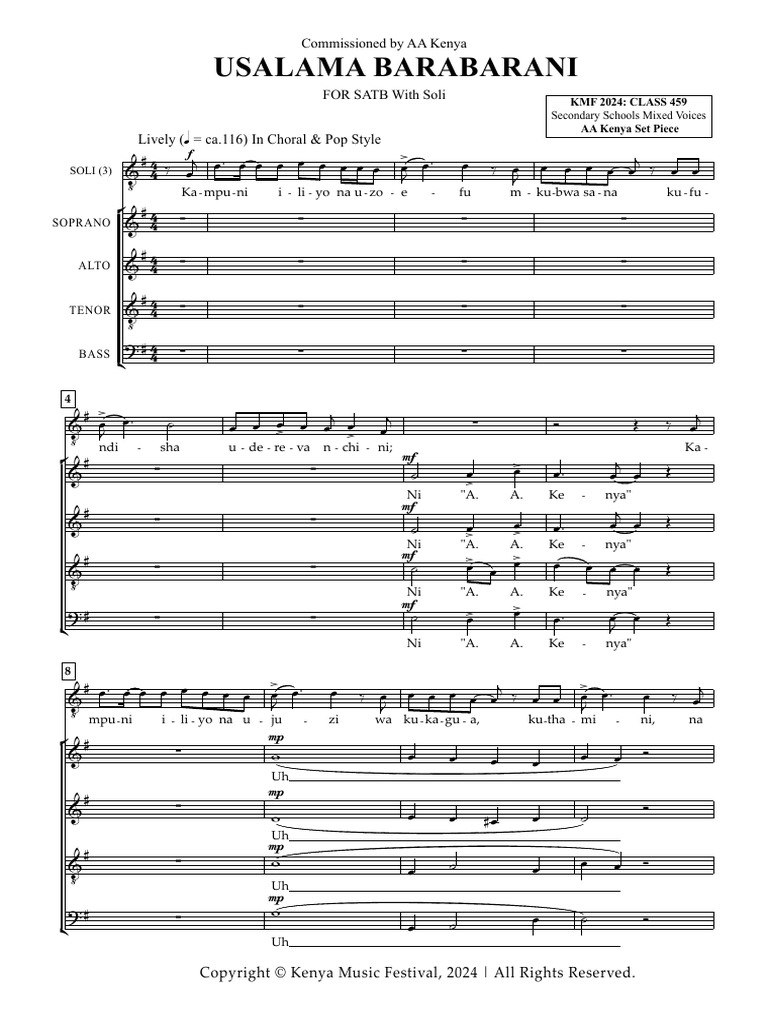 Usalama Barabani - Full Score | PDF