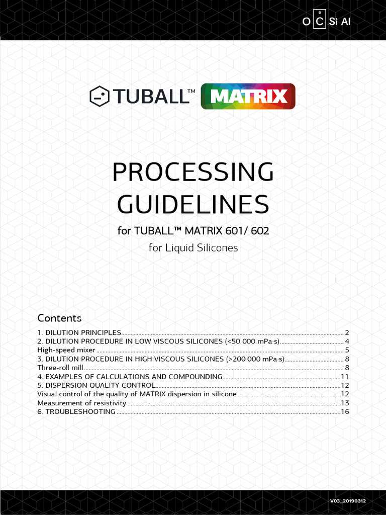 Processing Guidelines Tuball Matrix 601 602 Eng | PDF | Viscosity ...