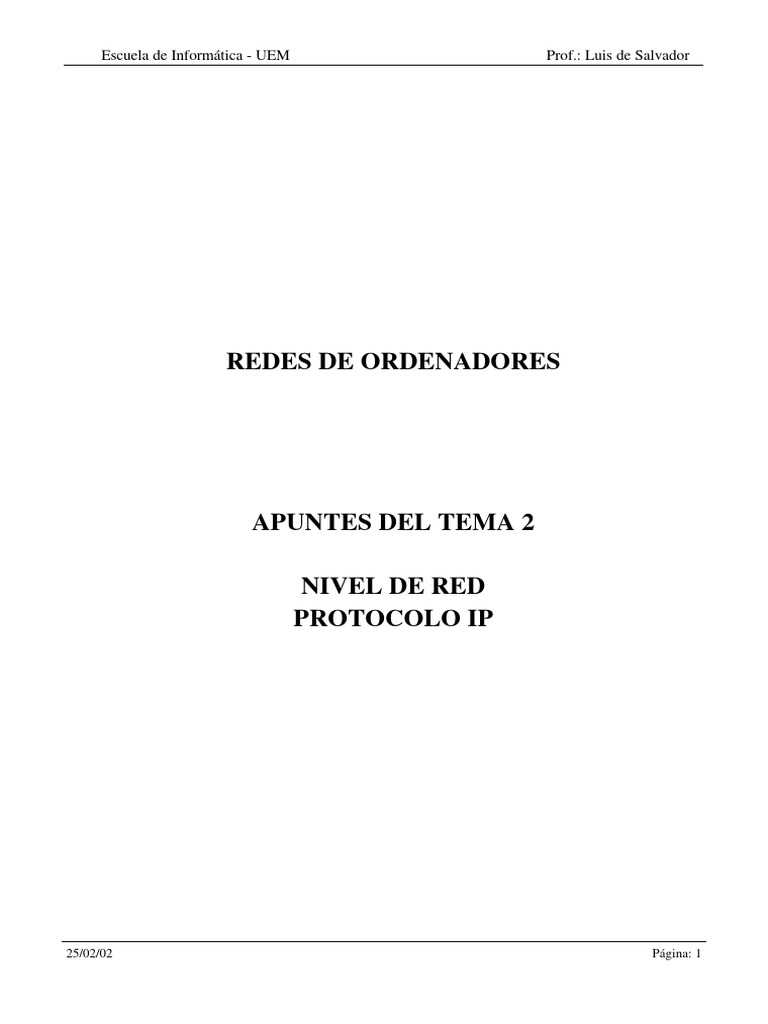 Nivel de Red - Protocolo IP | PDF | Protocolos de internet | Enrutador ...