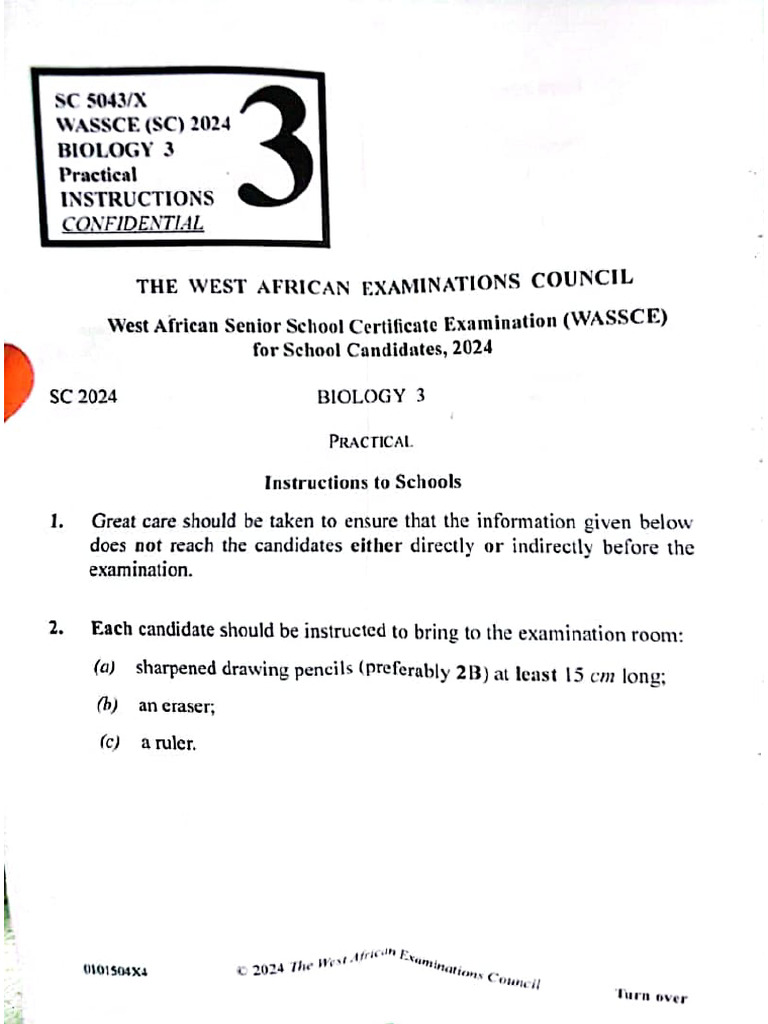 2024 WAEC Biology Practical Specimen | PDF