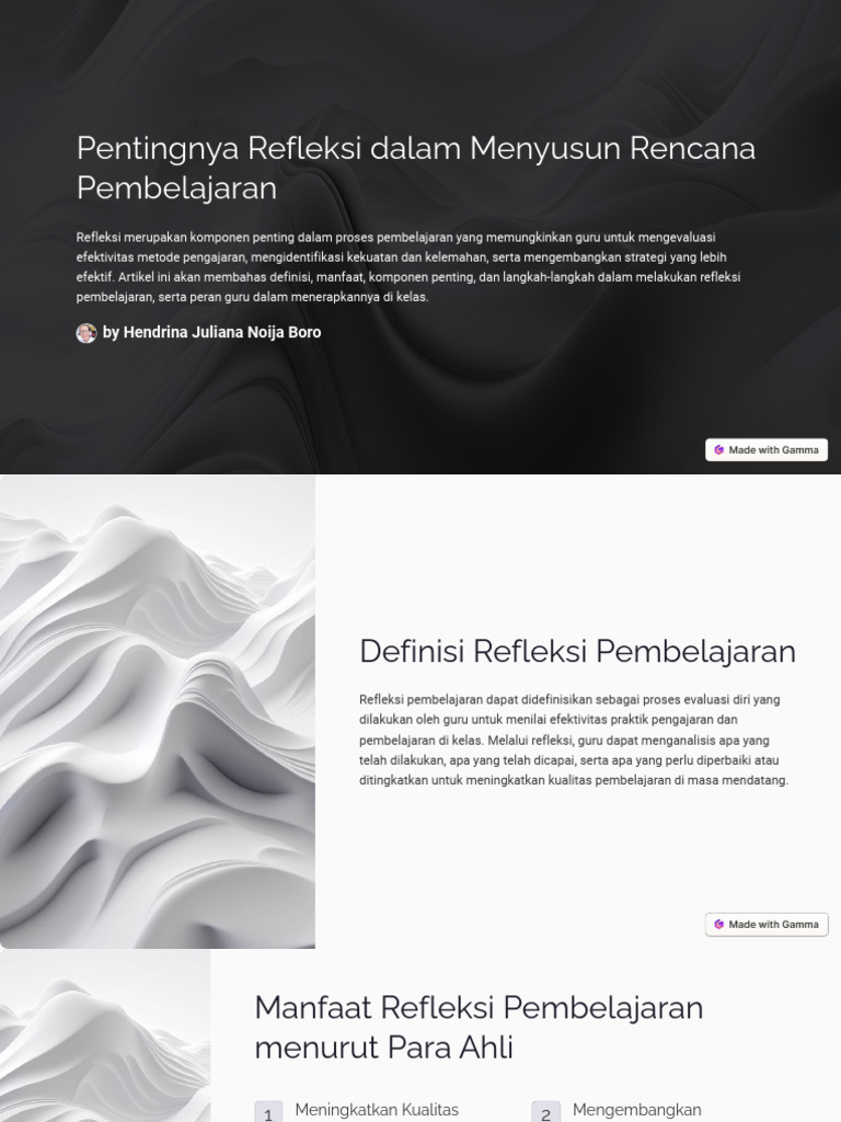 Pelajaran Penting dari Refleksi Pembelajaran | PDF