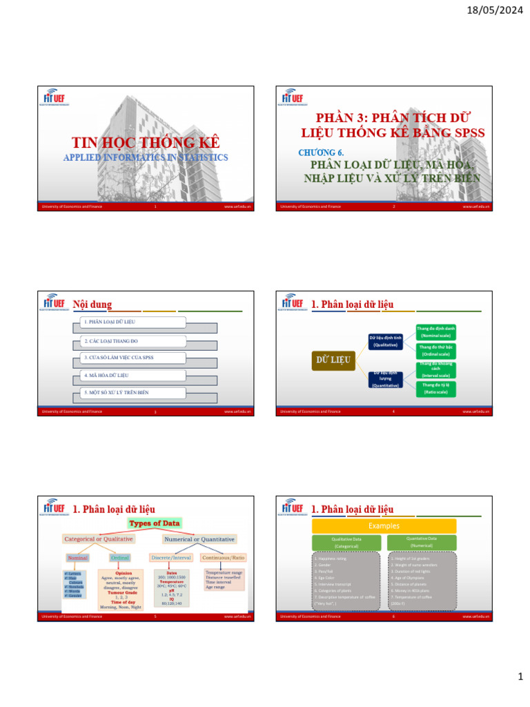 Microsoft PowerPoint - 04-1. SPSS GioiThieu-PhÃ N Loáº¡i Dá Liá U, Mã Hã A | PDF