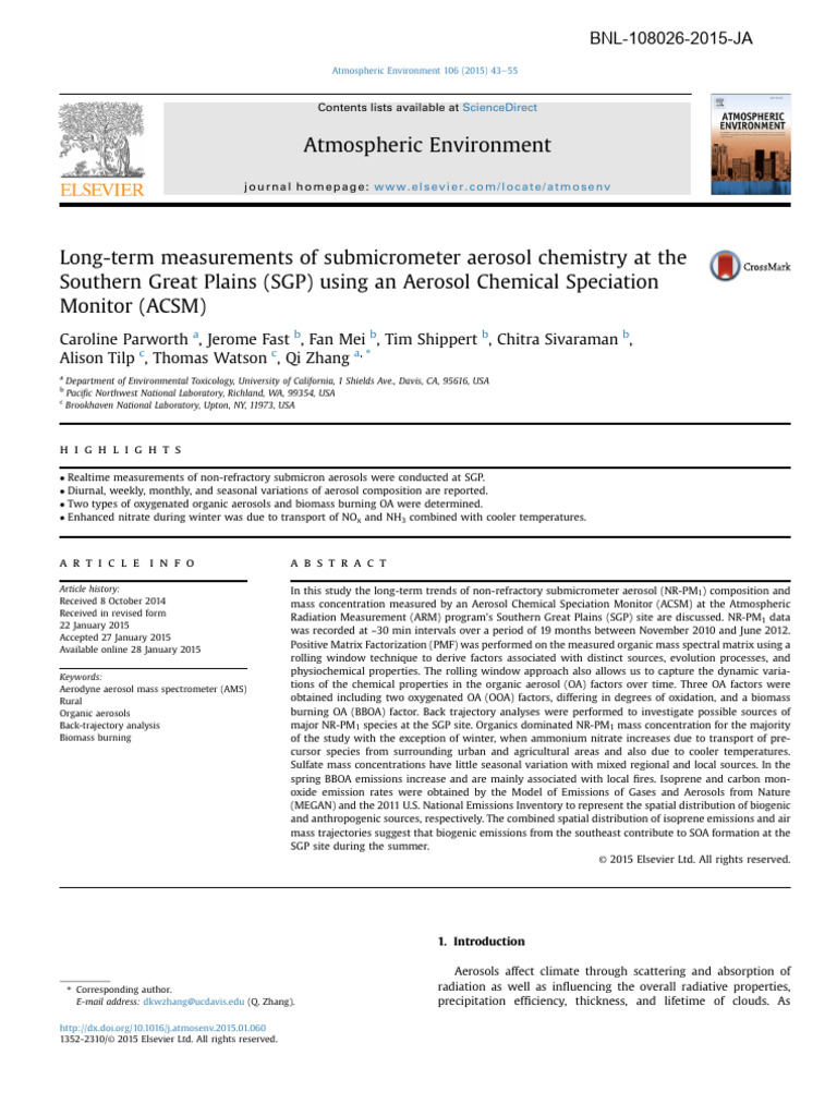 ACSM Atm - Chem Paper 6 | PDF | Greenhouse Gas | Particulates