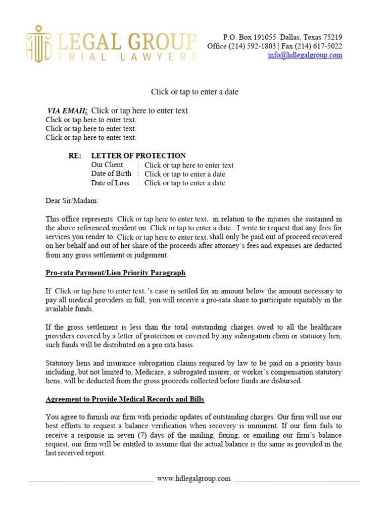 Lop Template | PDF | Subrogation | Pro Rata