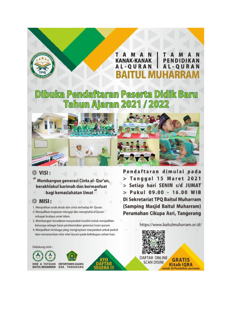Poster Yayasan TPQ Baitul Muharrom | PDF