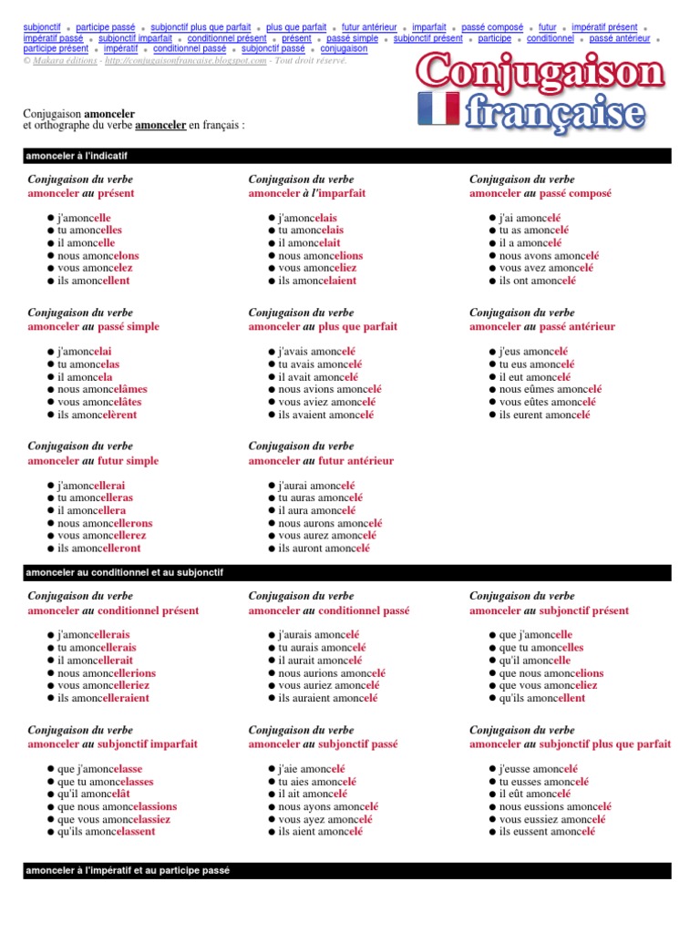 Conjugaison du verbe amonceler | PDF | Verbe | Conjugaison