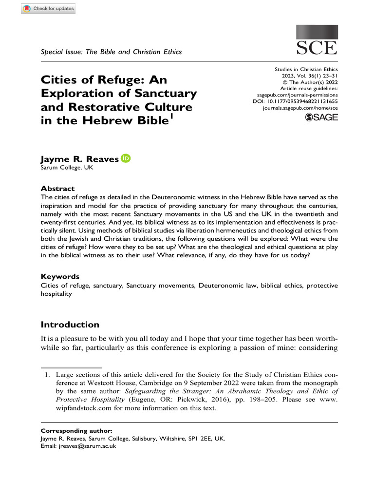 Reaves 2022 Cities of Refuge An Exploration of Sanctuary and ...