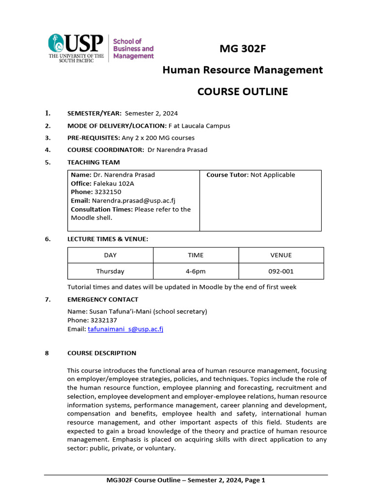 MG302 Course Outline | PDF | Human Resource Management | Performance Appraisal