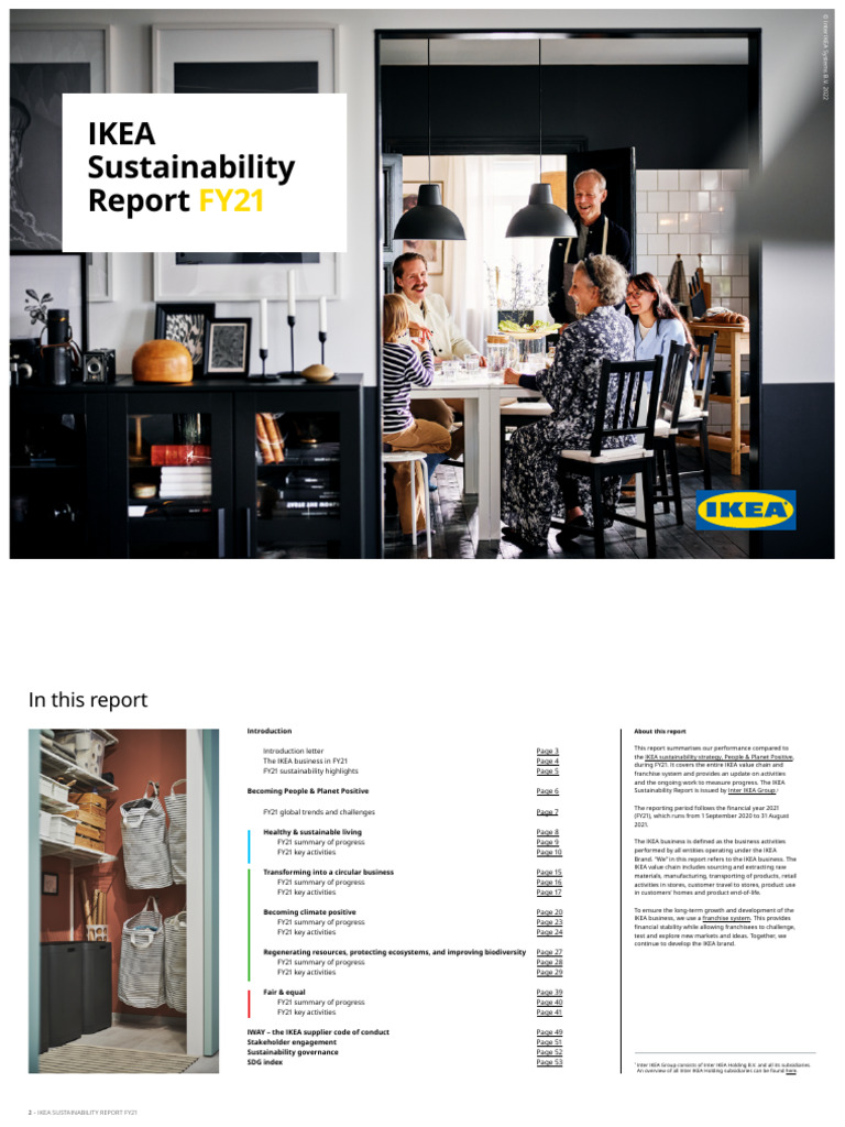 Ikea Sustainability Report Final | PDF | Sustainability | Franchising