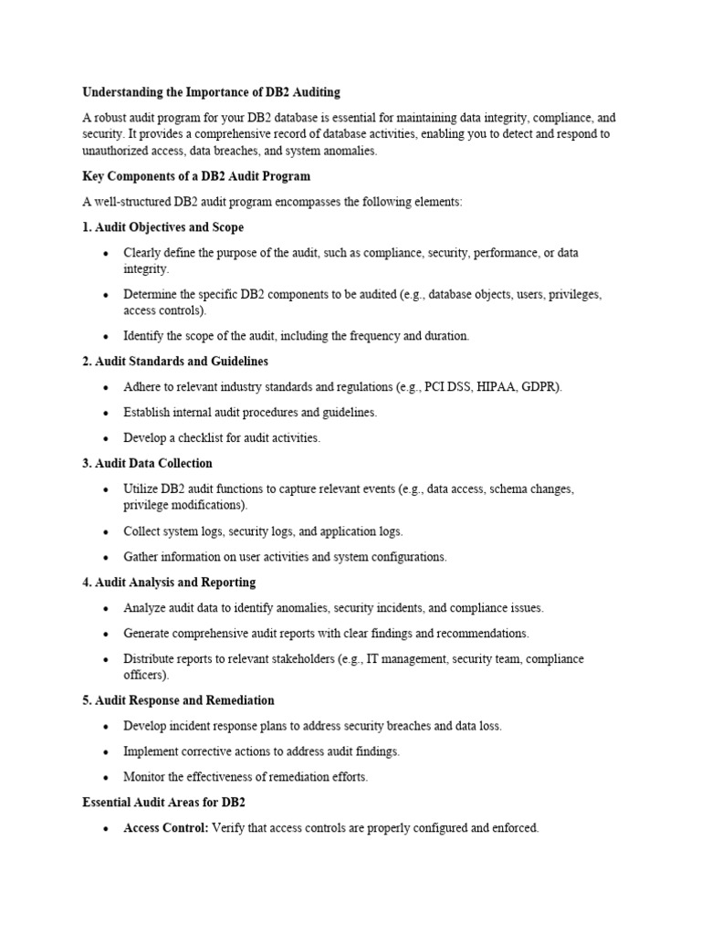 Audit Program For DB2 A Comprehensive Overview | PDF | Information Security | Audit