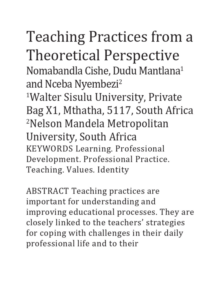 Teaching Practices from a Theoretical Perspective | PDF | Positivism ...