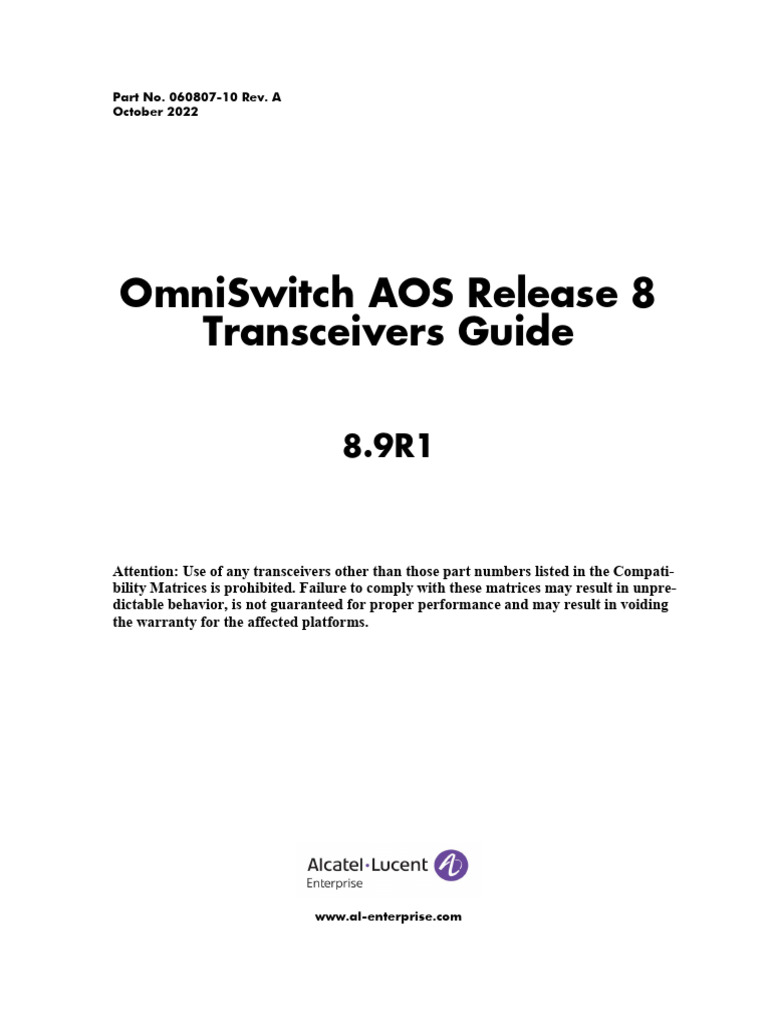 AOS 8.9 R01 Transceivers Guide | PDF | Computer Science ...