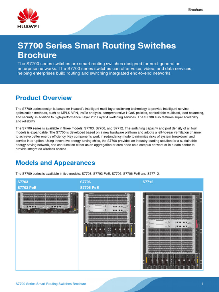 Huawei S7700 Series Smart Routing Switches Brochure | PDF | Computer ...