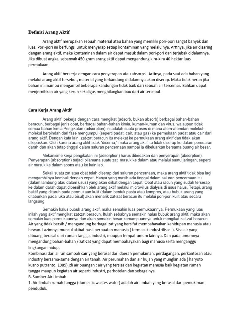 Arang Aktif Dan Air Limbah | PDF