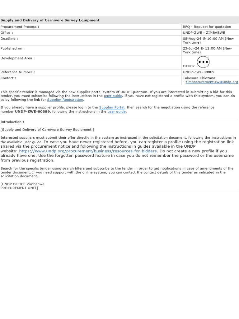 UNDP Tender for Carnivore Equipment | PDF | Computing | Cyberspace
