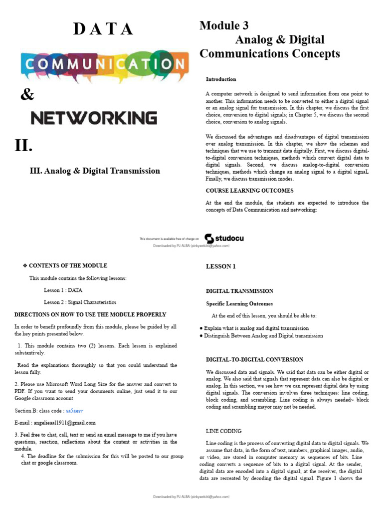 Data Comm and Net 3 | PDF | Modulation | Encodings