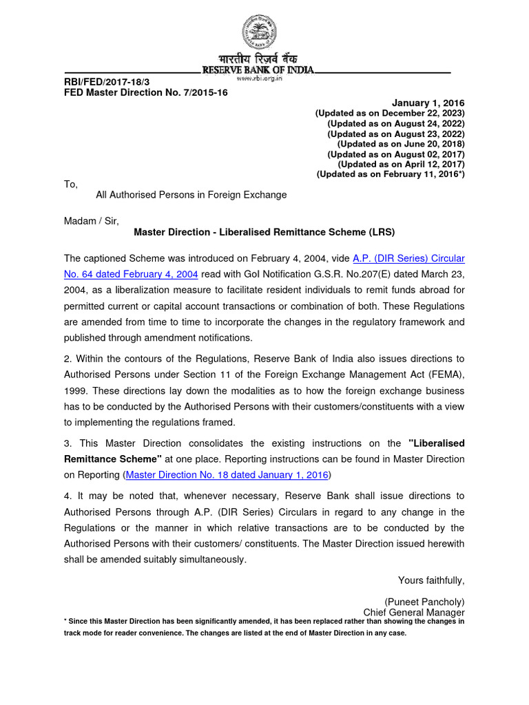 Liberalised Remittance Scheme (LRS) | PDF | Banks | Insurance