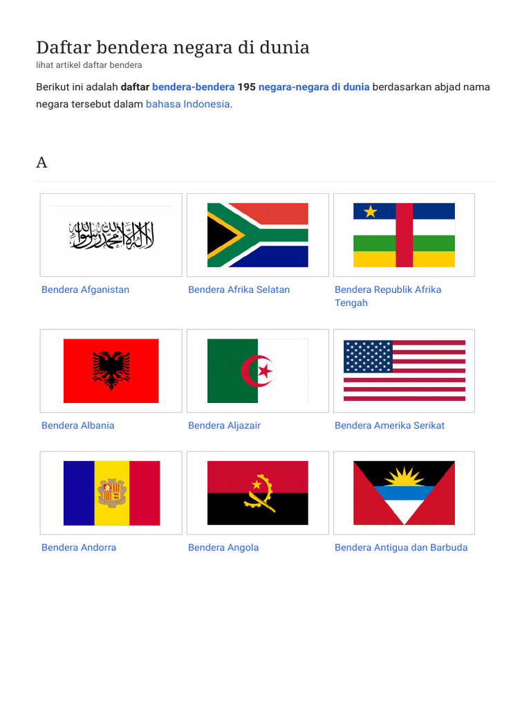 Daftar Bendera Negara Di Dunia - Wikipedia Bahasa Indonesia, Ensiklopedia Bebas | PDF