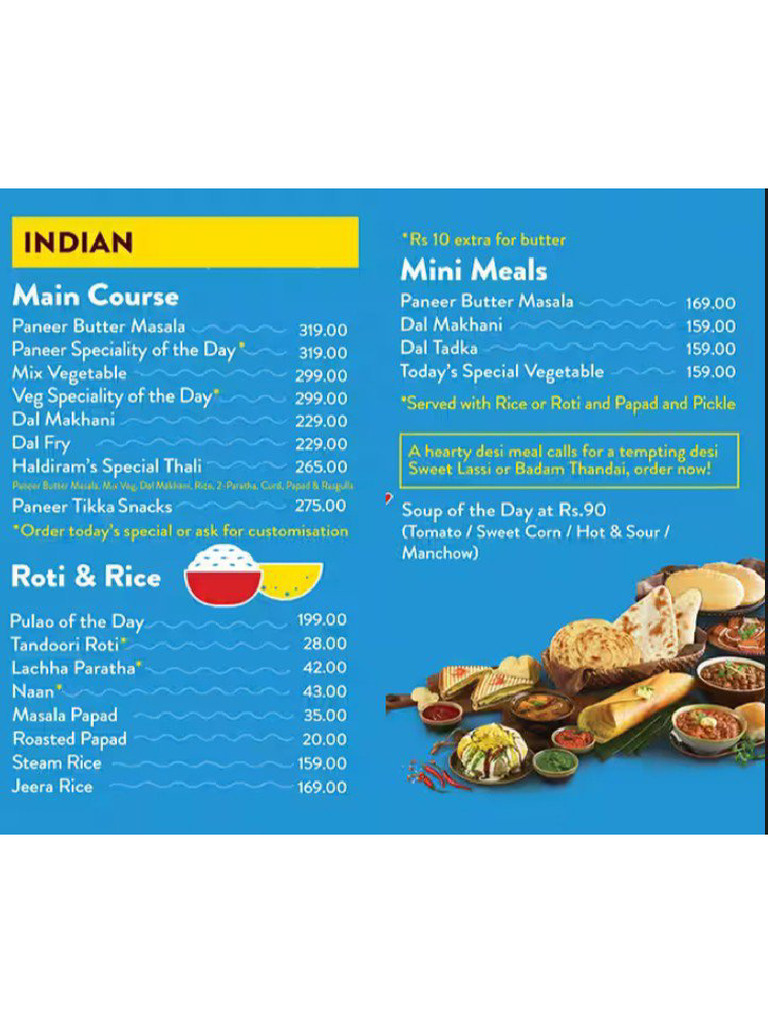 Haldiram's Restaurant Menu Card | PDF