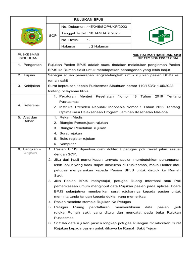 Sop Rujukan BPJS | PDF