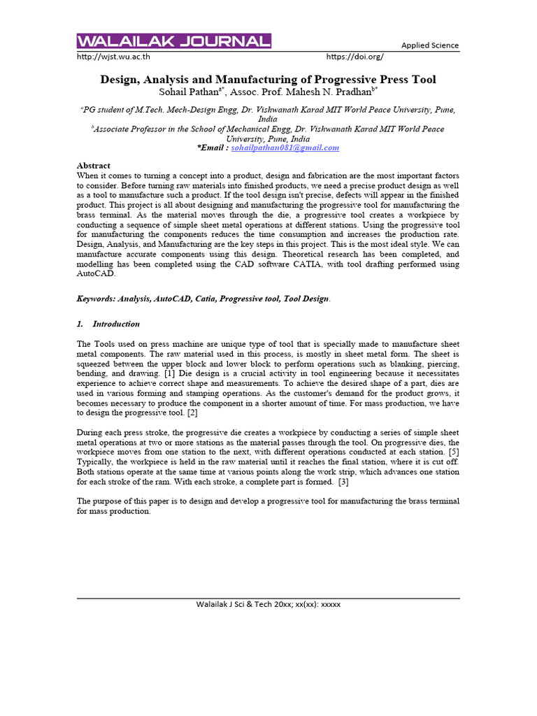 Sohail Pathan WJST. | PDF | Sheet Metal | Strength Of Materials