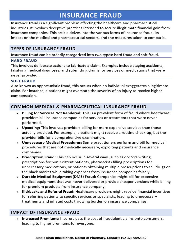 Common Types of Insurance Fraud | PDF | Health Care | Fraud