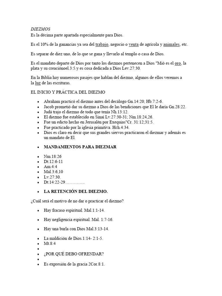 Diezmos | PDF | Diezmo | Creencia religiosa y doctrina