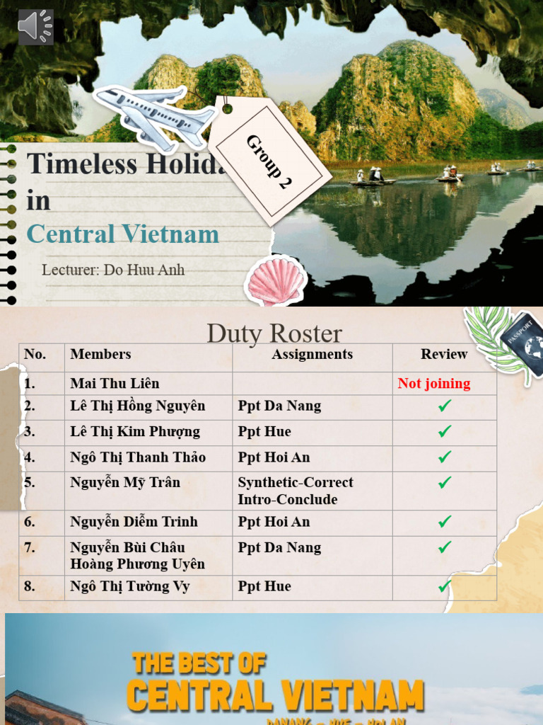 Nguyễn Bùi Châu Hoàng Phương Uyên - 70201051TPE1 - PD1. 2321 - Group 2 - Central Vietnam Tour ...