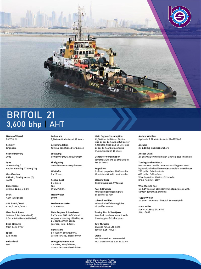 Britoil 21 Specifications and Features | PDF | Anchor