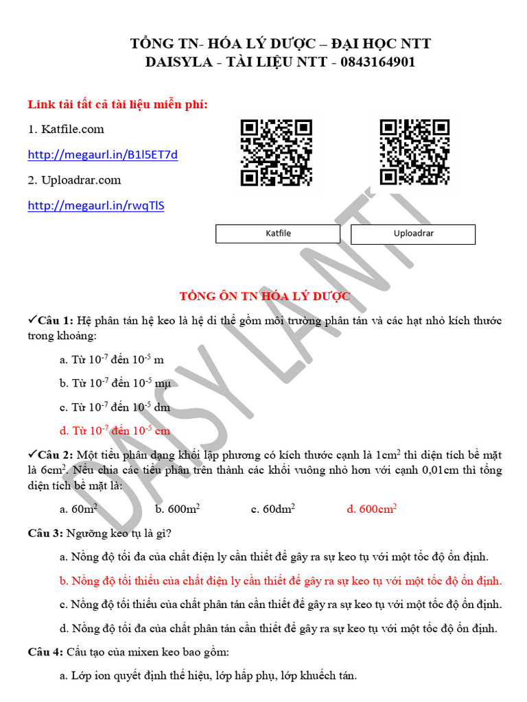 T NG TN - Hóa Lý Dư C - ĐH NTT | PDF