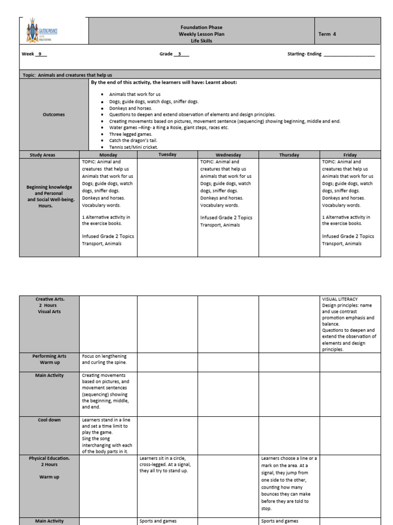 Grade 3 Life Skills: Helping Animals Lesson | PDF | Vocabulary | Cognition