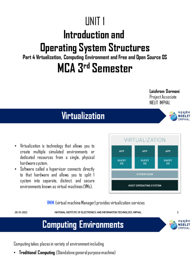 UNIT 1 Part 4 Virtualization Computing Environment Open Source OS | PDF ...
