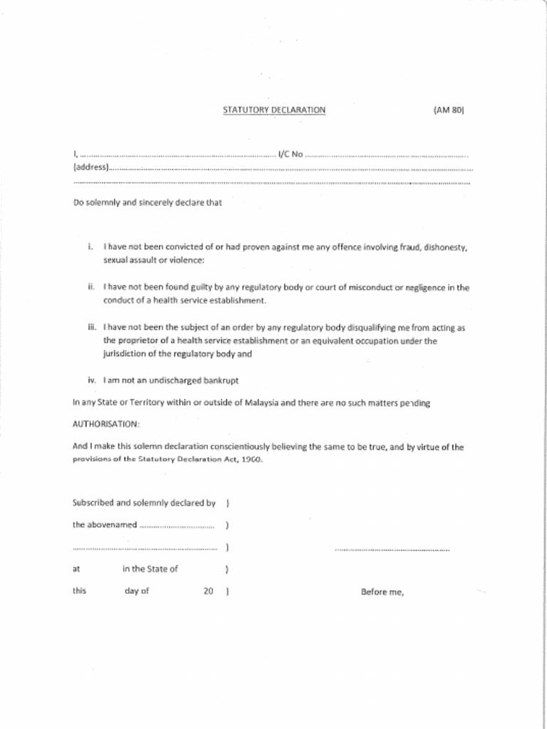 Statutory of Declaration | PDF