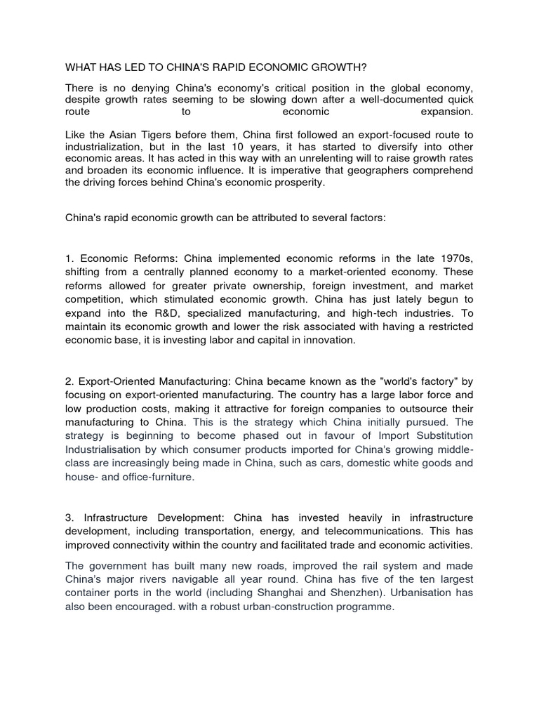 What Has Led To China's Rapid Economic Growth | PDF | Economic Growth ...