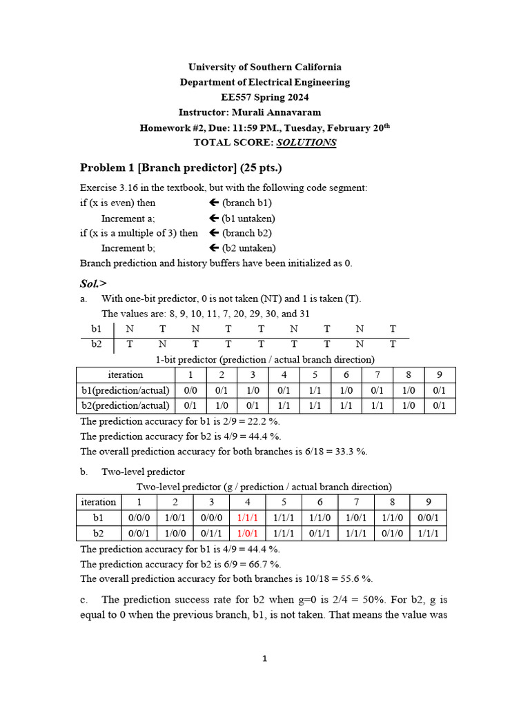 HW2 S24 Sol | PDF | Digital Electronics | Computer Architecture