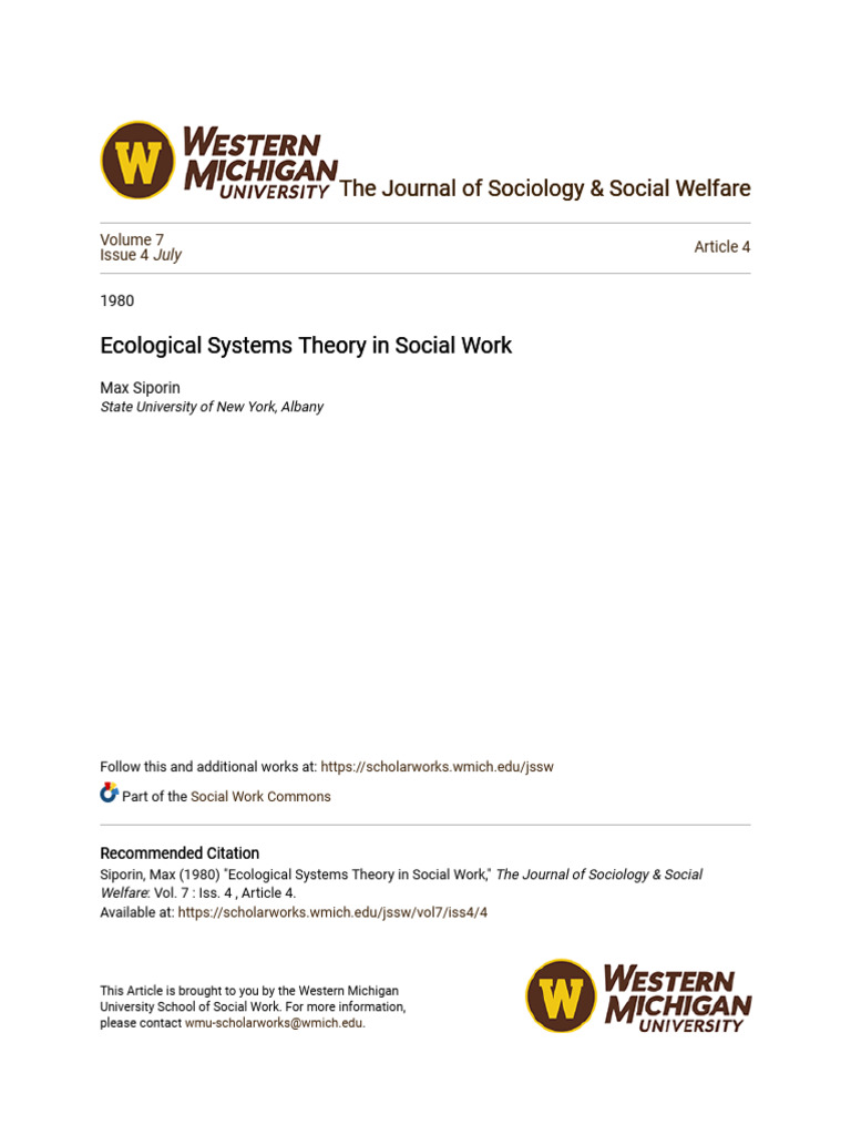 Ecological Systems Theory in Social Work | PDF | System | Ecology