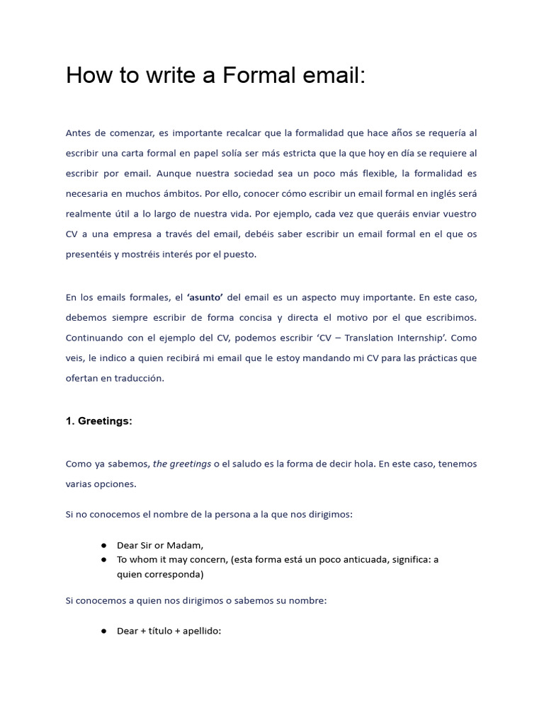 Guía para Escribir un Email Formal | PDF | Lingüística