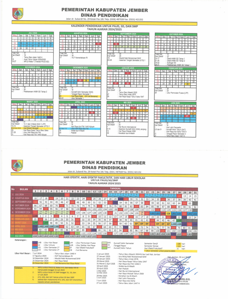 Kalender Pendidikan 2024-2025 | PDF