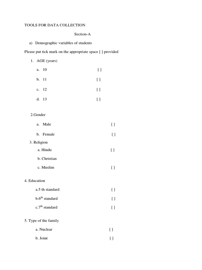 Tools for Data Collection | PDF