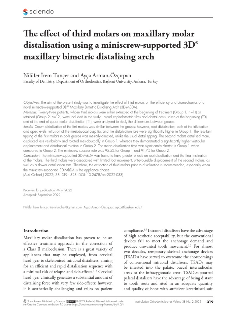 Impact of Third Molars on Molar Distalisation | PDF | Orthodontics ...