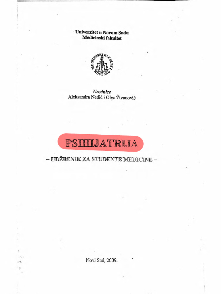 Psihijatrija Knjiga (Novi Sad) | PDF