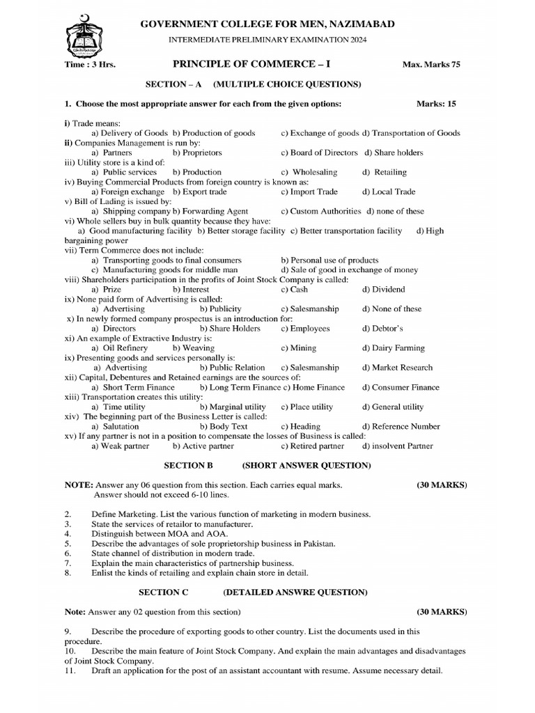Xi Poc Prelim Paper 2024 | PDF
