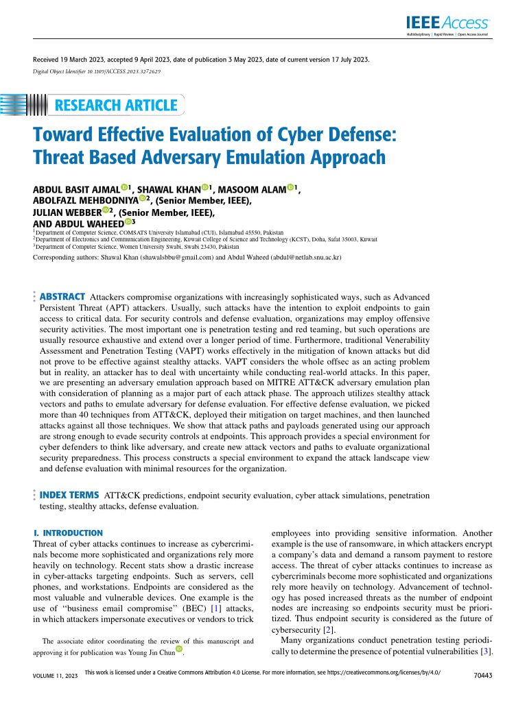 Cyber Defense Evaluation via Adversary Emulation | PDF | Security ...