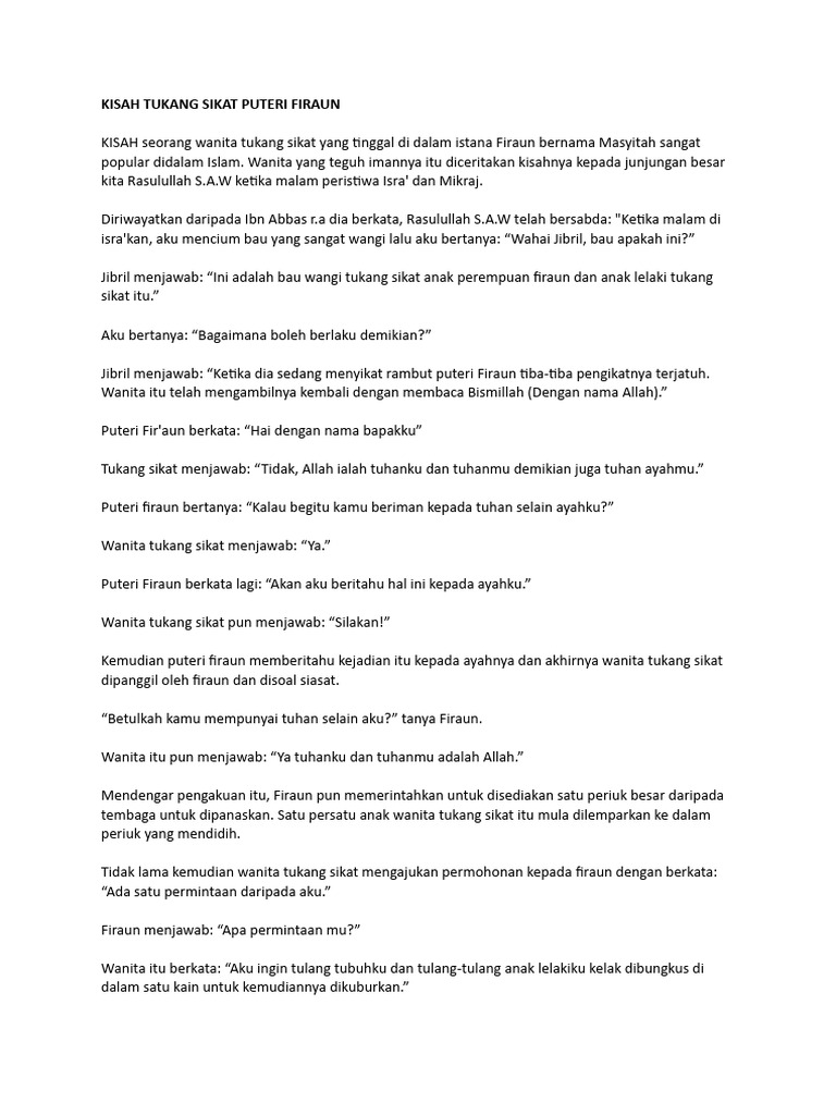 Kisah Tukang Sikat Puteri Firaun | PDF