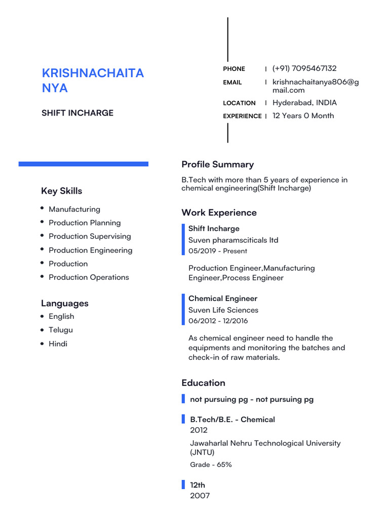 Jayaprakash Devarajulu: Chemical Engineer Profile | PDF
